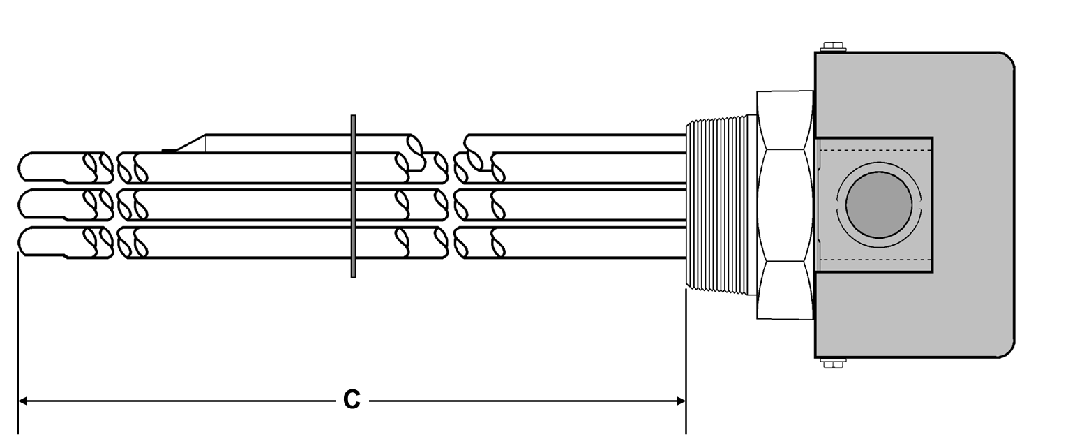 Unregulated Steel Sheath With Steel 2" NPT Screw Plug - Immersion Elem ...